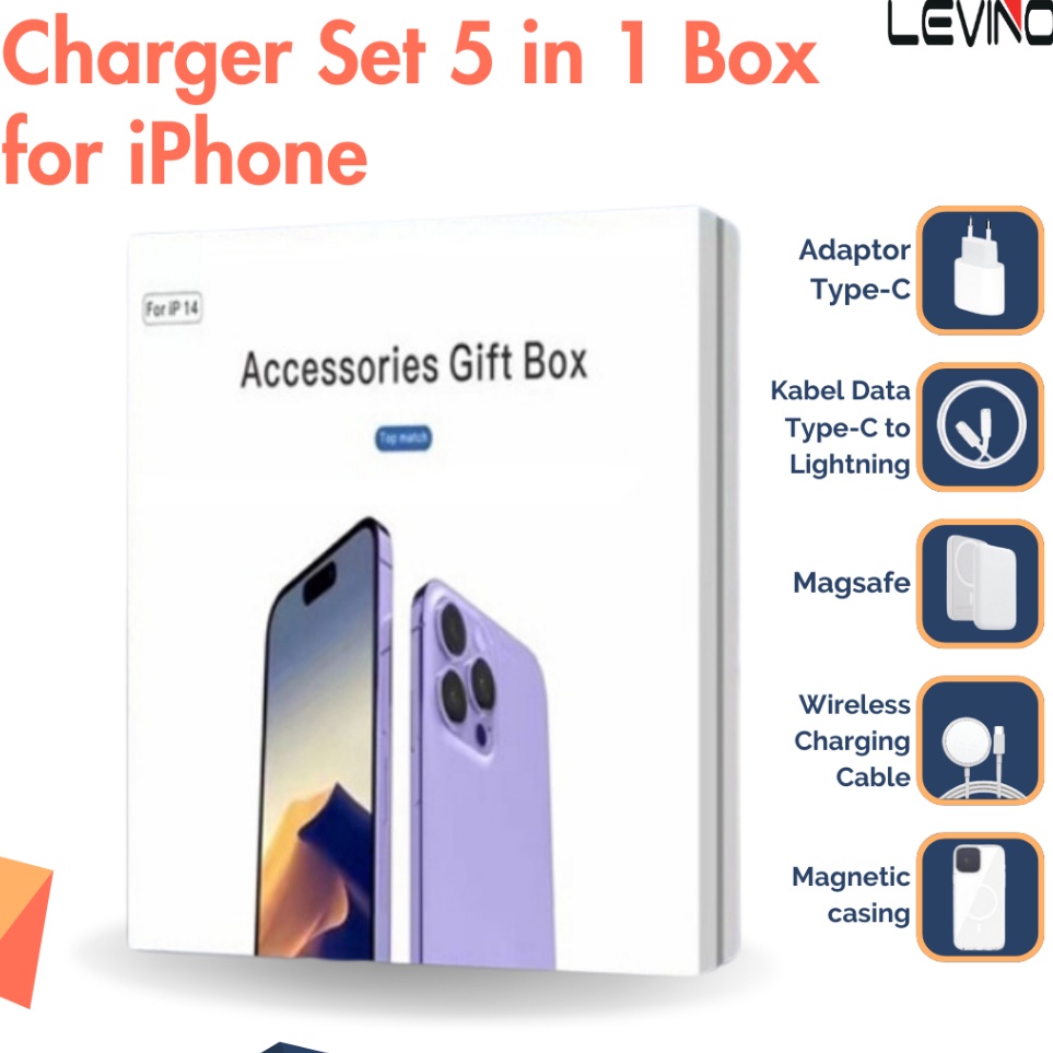 Jual Produk trendy GIFT BOX iP Wireless Magnetic Charging Set 5in1 ...