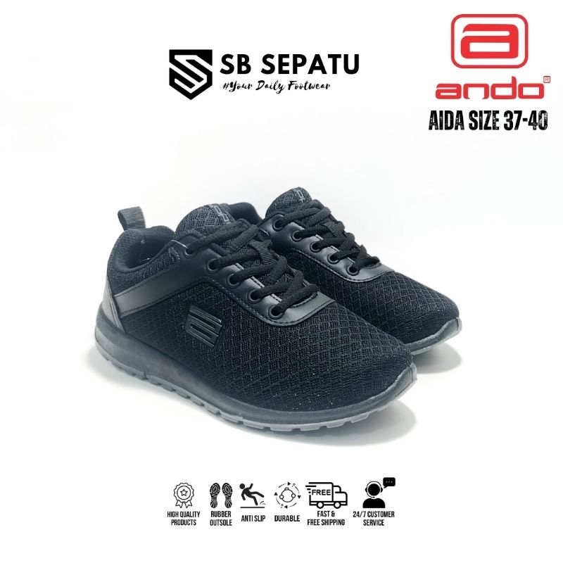 Jual Sepatu ANDO AIDA Tali Full Hitam || Sepatu Sekolah Anak Cewek ...