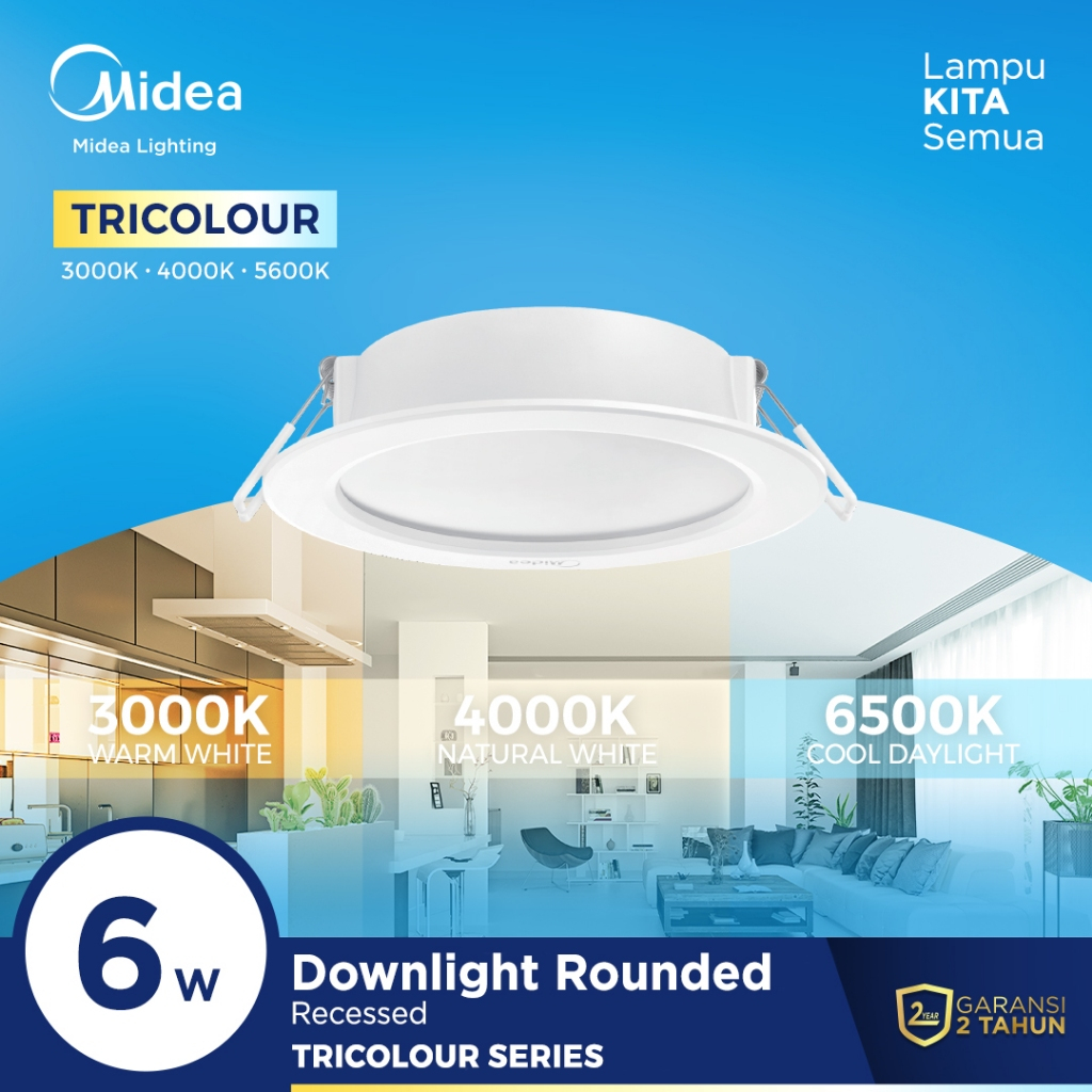Jual Midea Lighting - Lampu LED Downlight 6 Watt Tricolor - Kuning ...