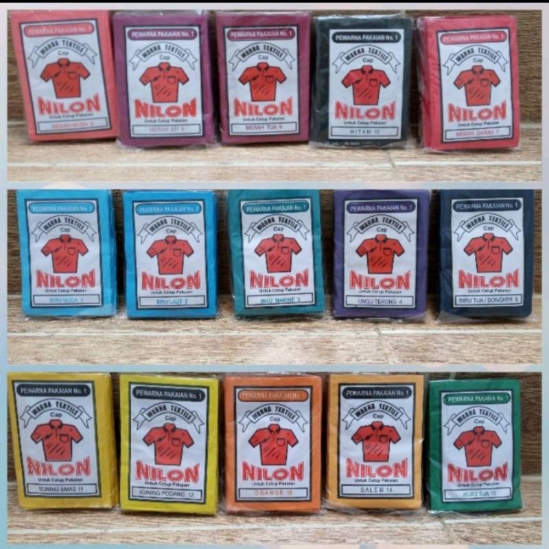 Jual ( COD ) PEWARNA PAKAIAN MERK NILON / 1 lembar , PEWARNA TEXTILE ...