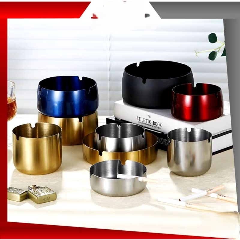 Jual asbak rokok stainless steel/asbak rokok tebal/asbak rokok 3 lubang ...