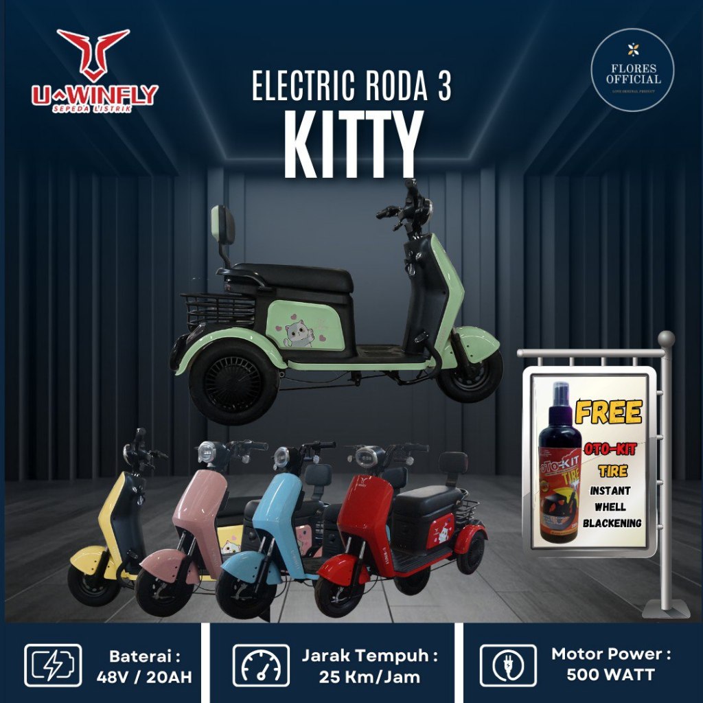 Jual SEPEDA LISTRIK SEPEDA MOTOR LISTRIK RODA 3 KITTY UWINFLY KITI ...