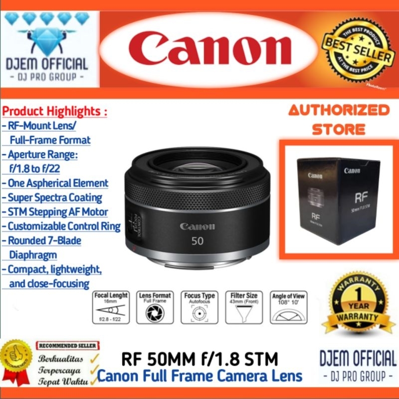 Jual CANON RF 50MM Lens f1.8 STM Lensa Camera Canon EOS R EOS RP EOS R6 EOS R5 Lensa Kamera ...