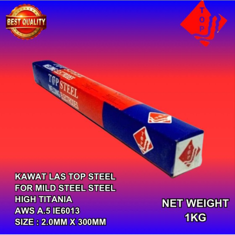 Jual Kawat Las Listrik Besi Baja Holo TOP STEEL size 2.0mm x 300mm ...