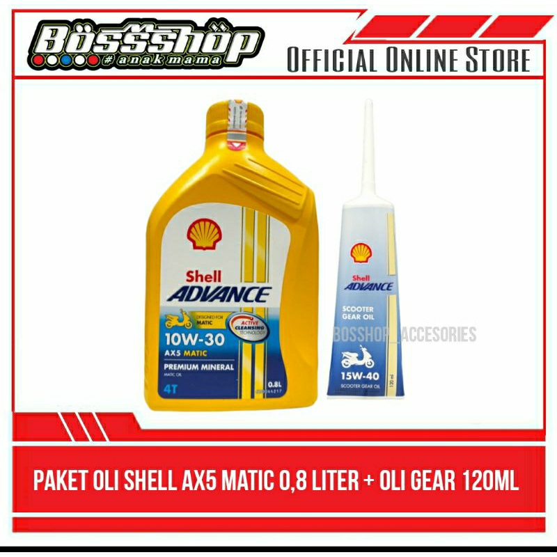 Jual Paket Oli shell AX5 MATIC SAE 10w-30 + Oli Gear 120ml All Matic ...