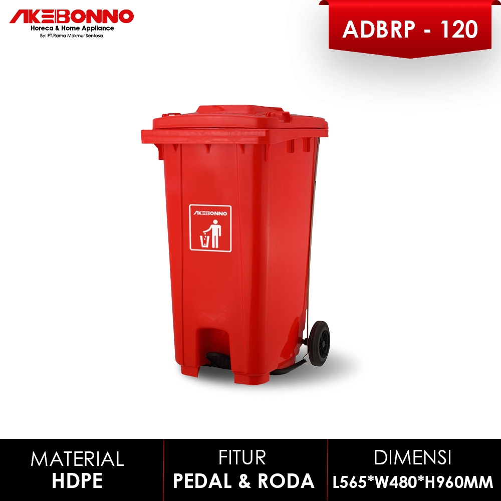 Jual Akebonno Plastic dustbin With Pedal 120 Liter with pedal & roda / Tempat Sampah Plastik ...