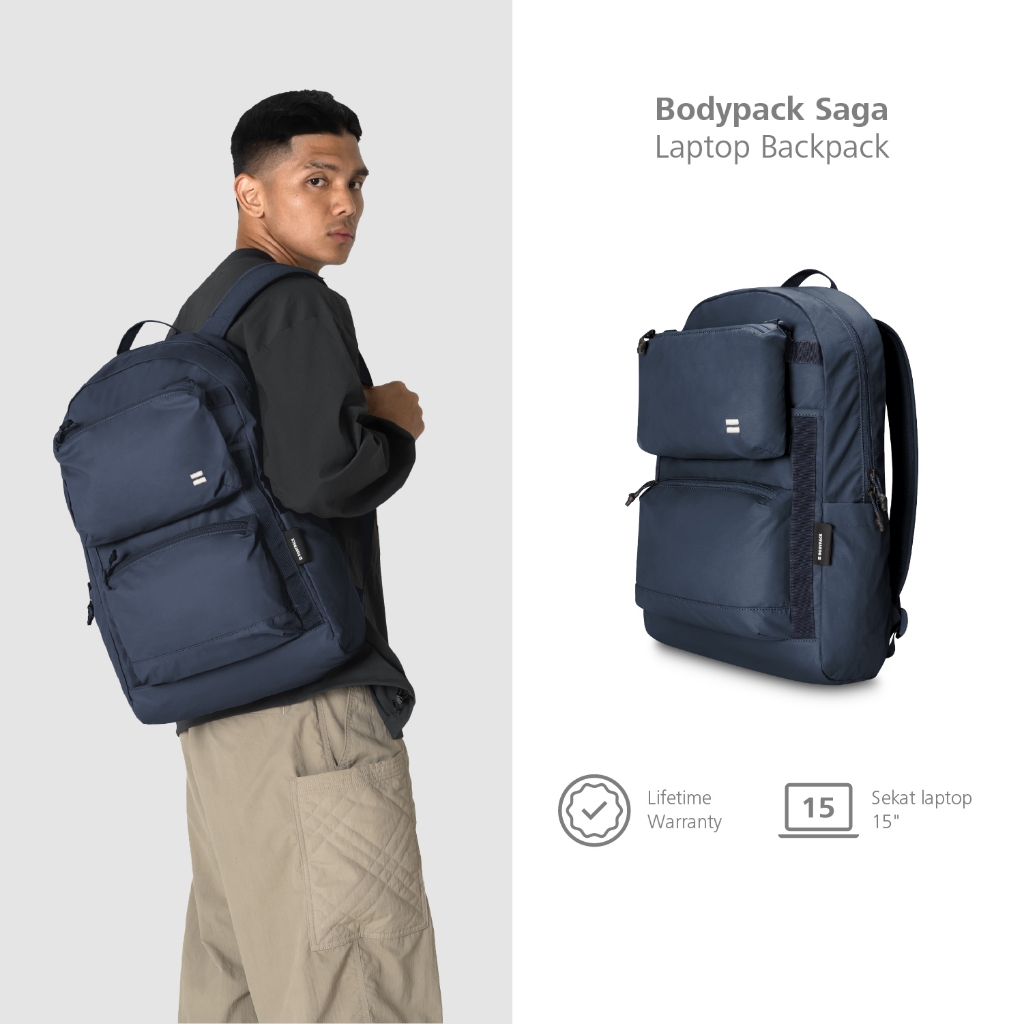 Jual Tas Ransel Laptop Bodypack Saga Laptop Backpack - Navy | Shopee ...