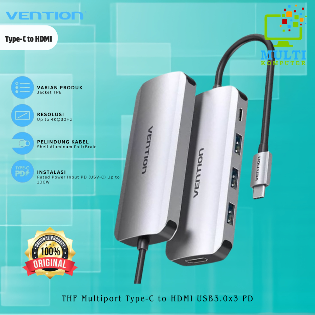 Jual Vention Adapter USB 3.2 Type C to HDMI USB PD Thunderbolt 3.0 HDTV ...