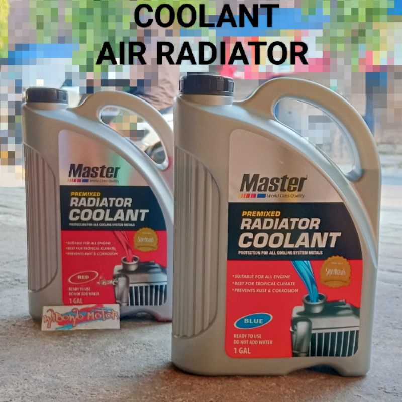 Jual AIR RADIATOR COOLANT MASTER PREMIXED RED & BLUE 4 LITER | Shopee ...