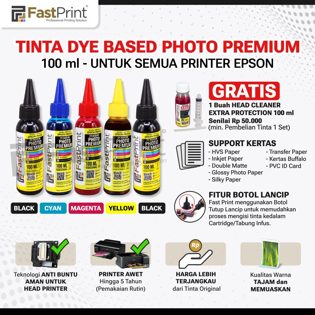 Jual Fast Print Tinta Printer Refill Epson Dye Premium 1 Set 5 Warna ...