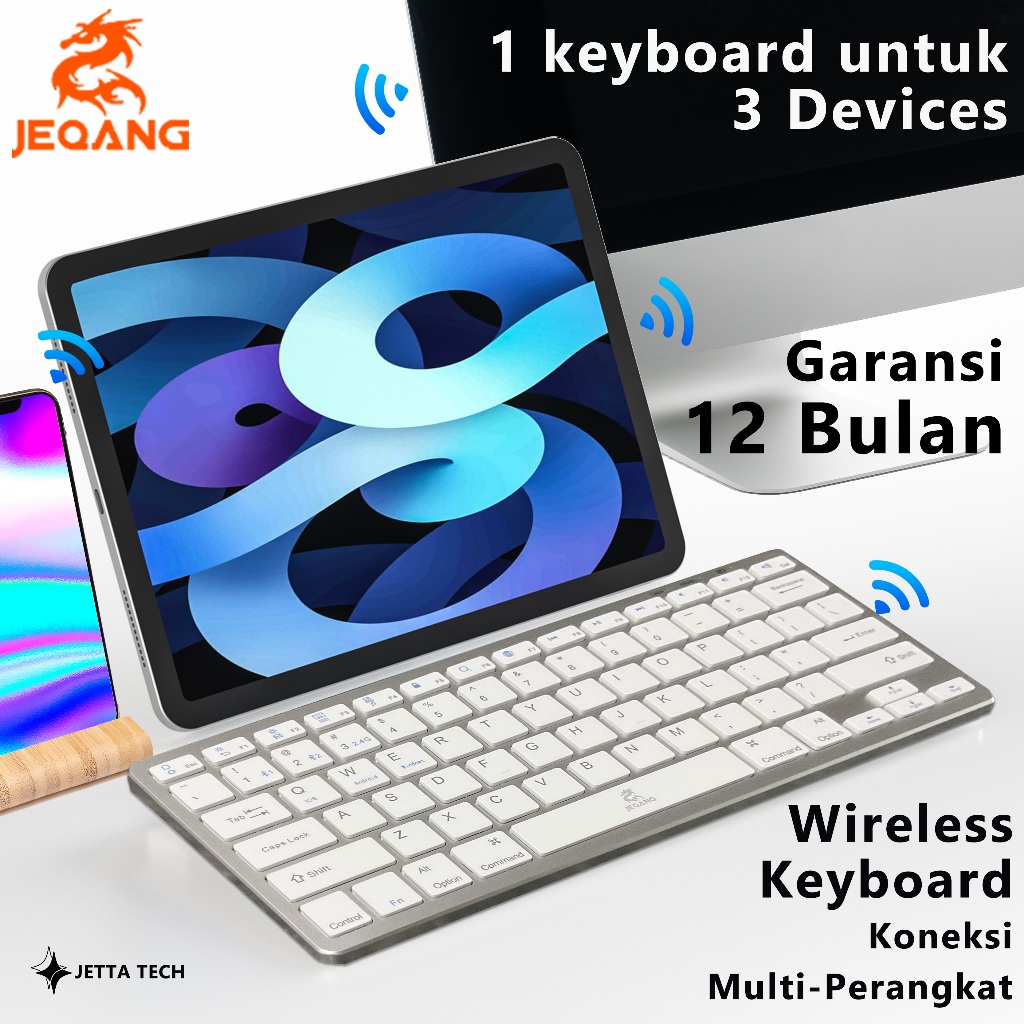 Jual JEQANG Keyboard Wireless Bluetooth untuk PC, Android, Apple USB-C ...