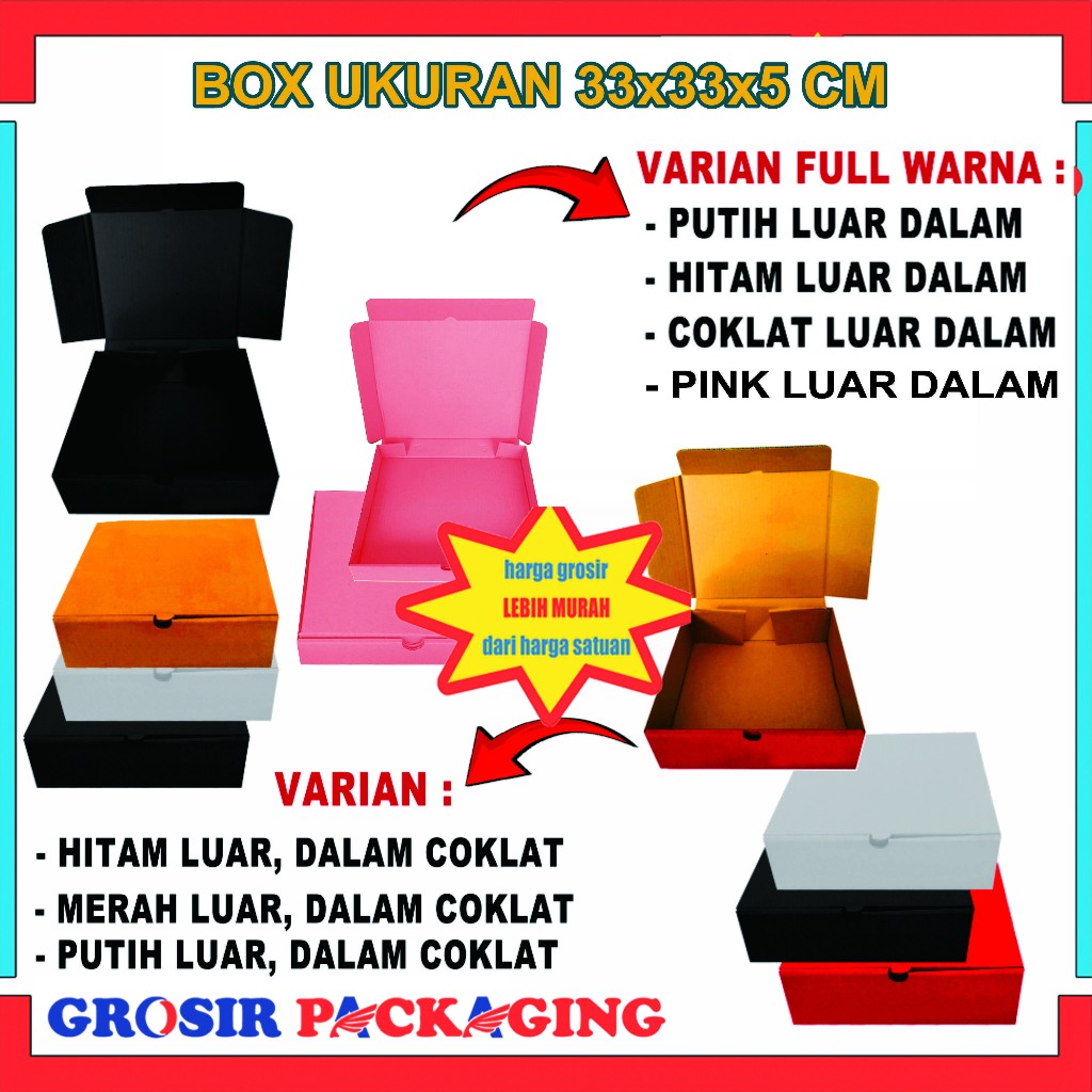 Jual Box 33x33x5cm ISI 100PCS/Kardus Die Cut Karton Box Dus Packaging ...