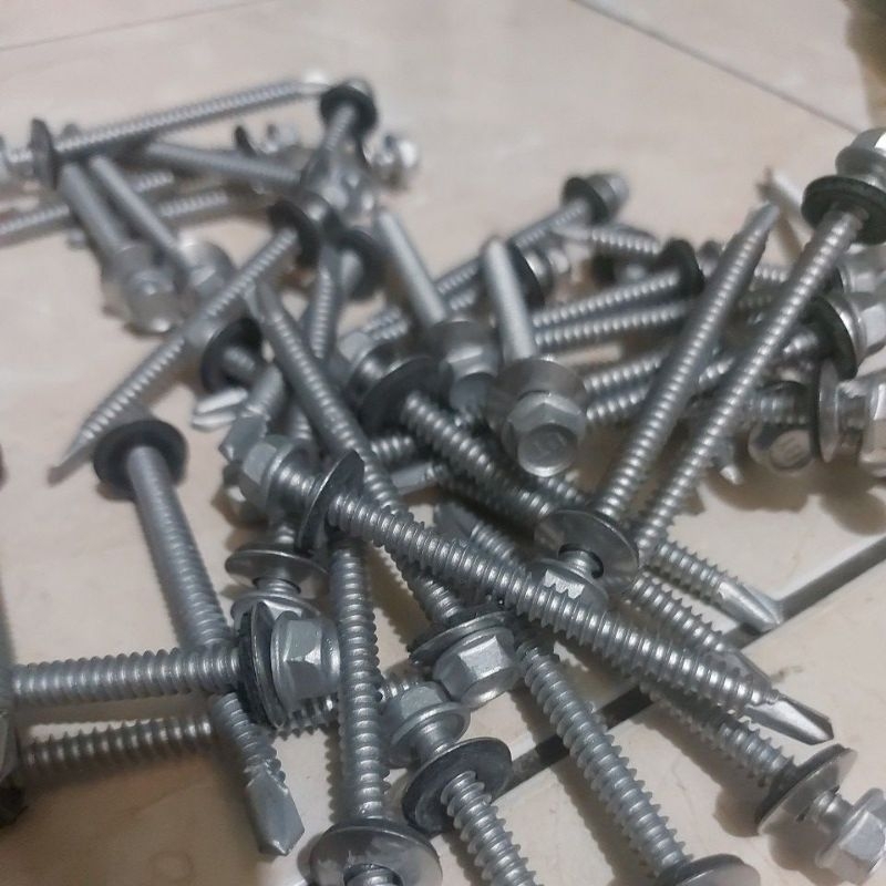 Jual Paket Isi 50 Skrup Deck Screw Hotdip Galvanize Roofing 1/4 x 3" - 3¼ Kunci 10 Skrup Baja ...