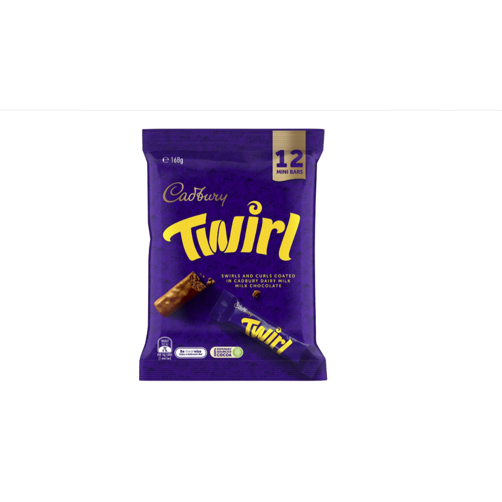 Jual Cadbury Twirl Milk Chocolate Share Pack 12 Mini Bars 168g | Shopee ...