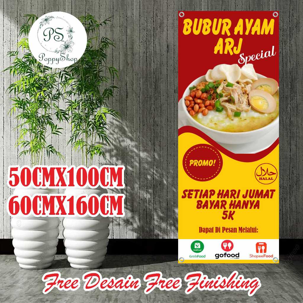 Jual Spanduk Banner 60X160 Bubur Ayam Model B Bisa Custom Desain ...