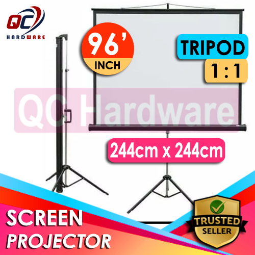 Jual Layar Proyektor Tripod 96 inch Rasio 1:1 - Screen Projector Pakai ...