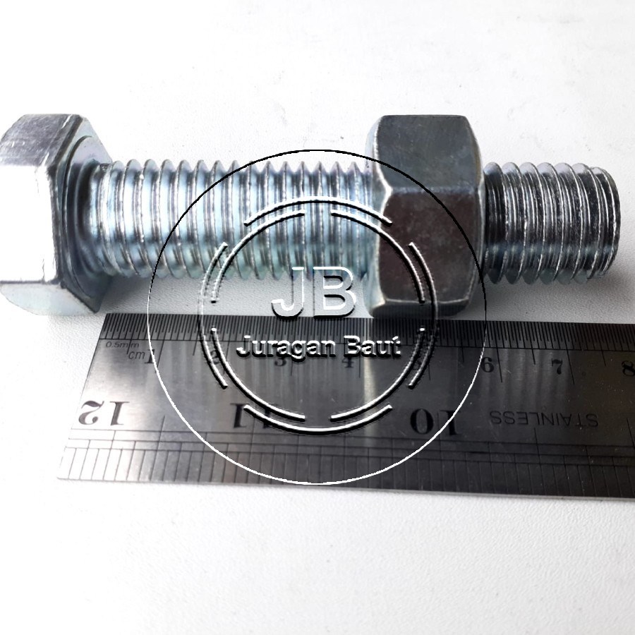 Jual BAUT MUR M18 X 75 PANJANG 7,5CM 7,5 CM KUNCI 27 75MM MM PUTIH BAUD ...