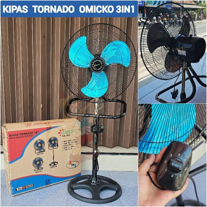 Jual KIPAS TORNADO OMICKO 3IN1 KIPAS BERDIRI DUDUK DINDING | Shopee ...