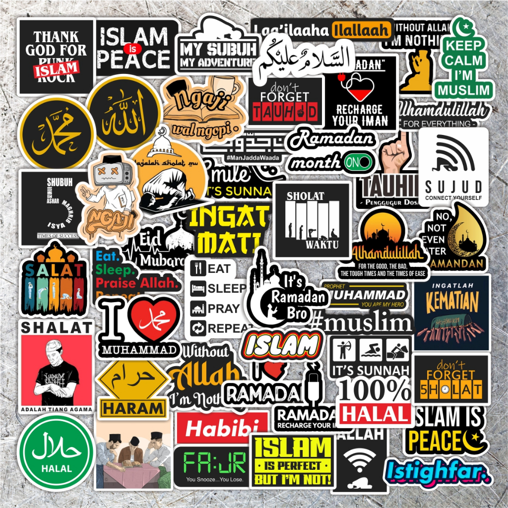 Jual 5.5 Koleksi Stiker Kaligrafi Islami Sticker Kata-kata Motivasi ...