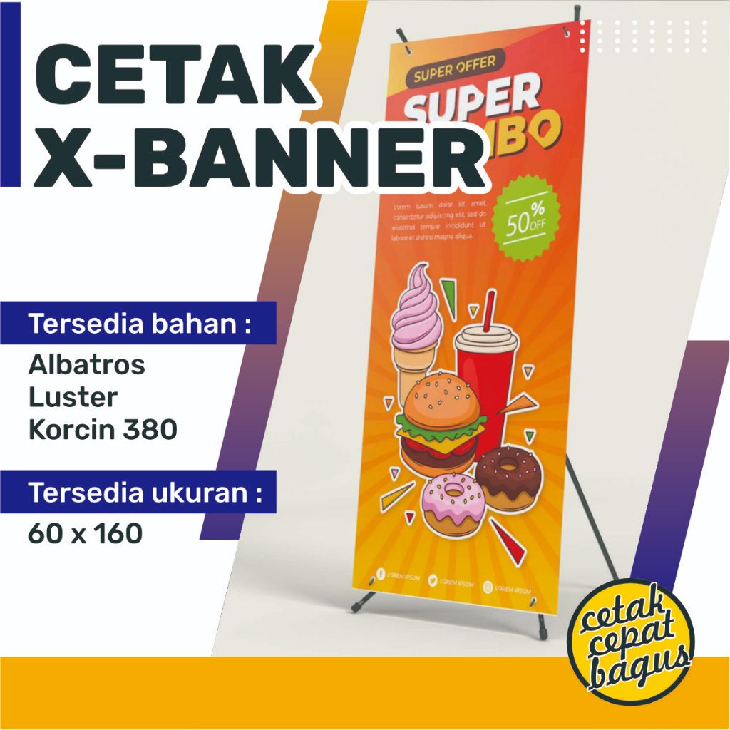 Jual Cetak X Banner Ukuran 60 x 160 / 60x160 cm + Print / Gambar Desain ...
