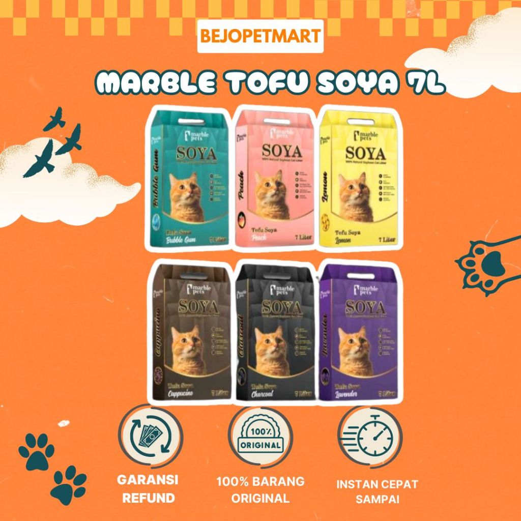 Jual Pasir Kucing Tofu Soya Marble Pets Tofu 7L Tofu Cat Litter Pasir ...