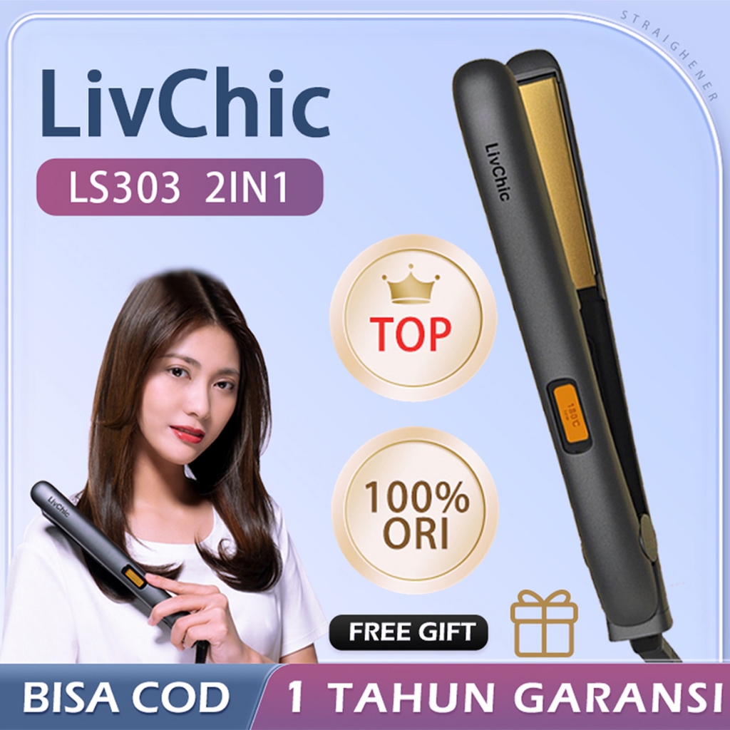 Jual 【Free Gift】【100% ORI】LivChic⚡ Catok Rambut LS303 2IN1 untuk ...