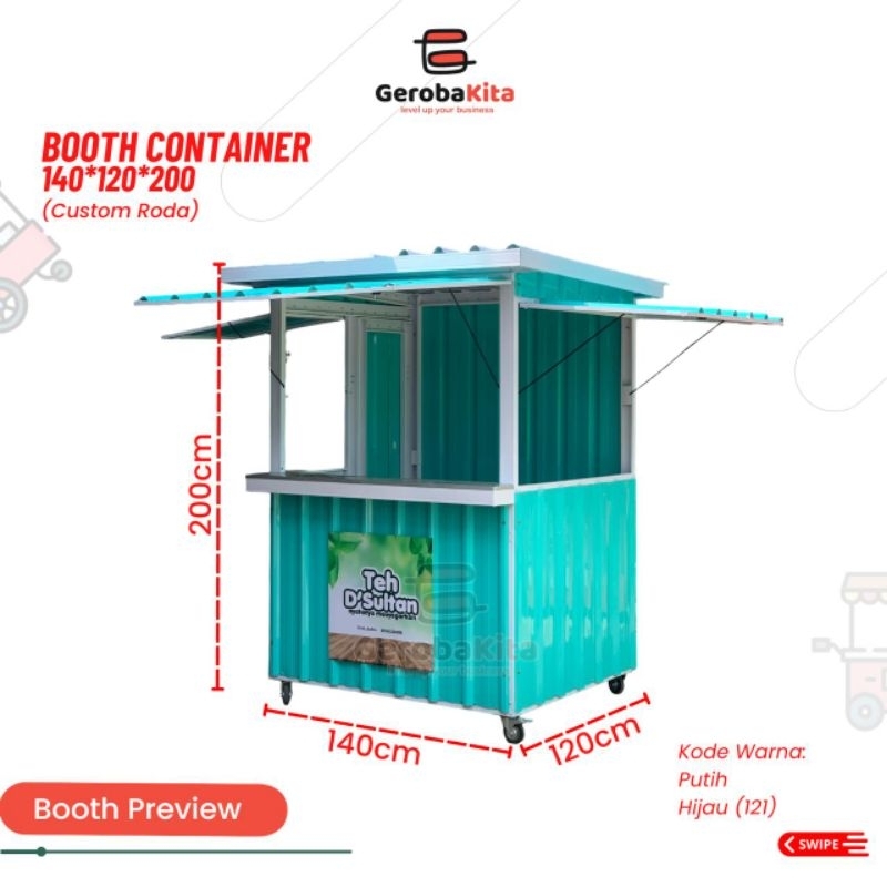 Jual booth kontainer ukuran 140x120x200 custom lantai | Shopee Indonesia