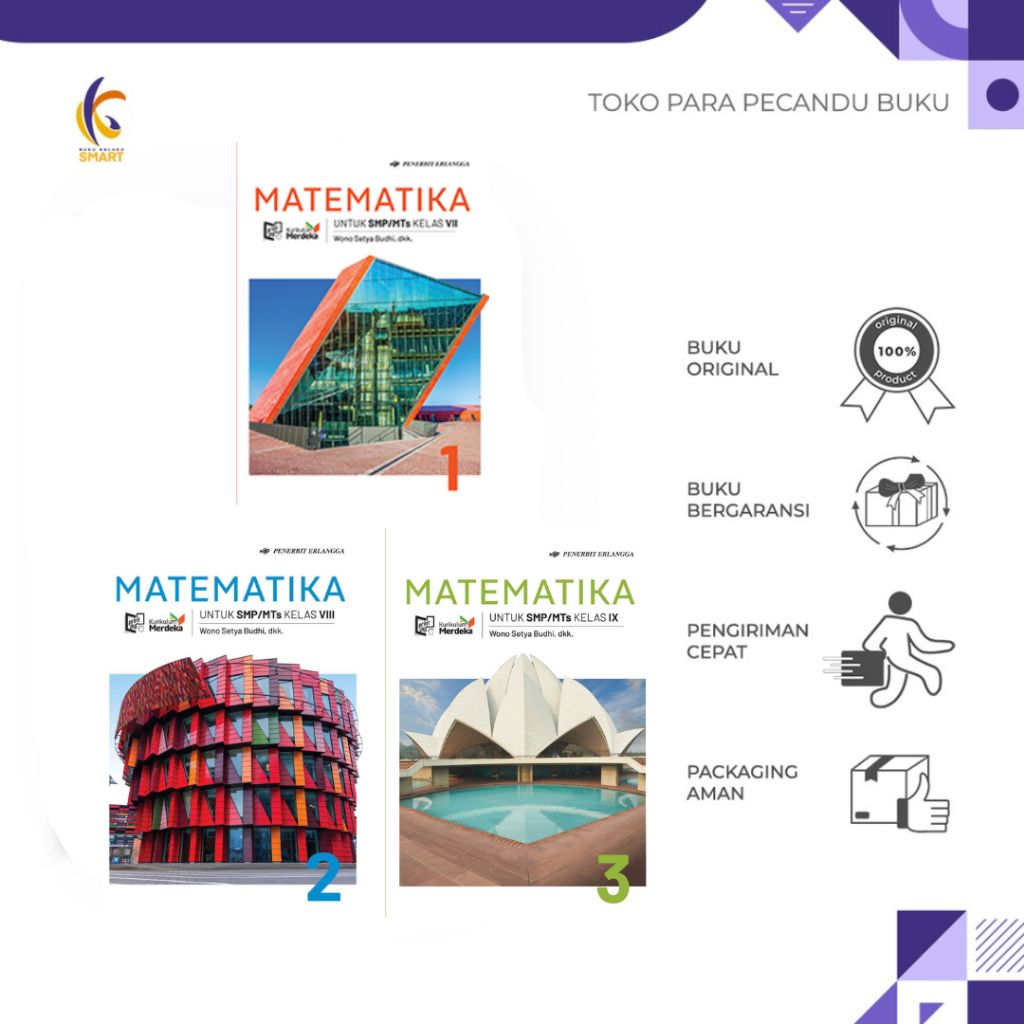 Jual MATEMATIKA SMP/MTS KELAS 7 8 9 - KURIKULUM MERDEKA - PENERBIT ERLANGGA - BUKUKALUKU SMART ...