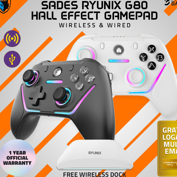 Jual Sades Ryunix G80 Gamepad Hall Effect Dual Mode Gaming Controller SadesRyunix Sades ...