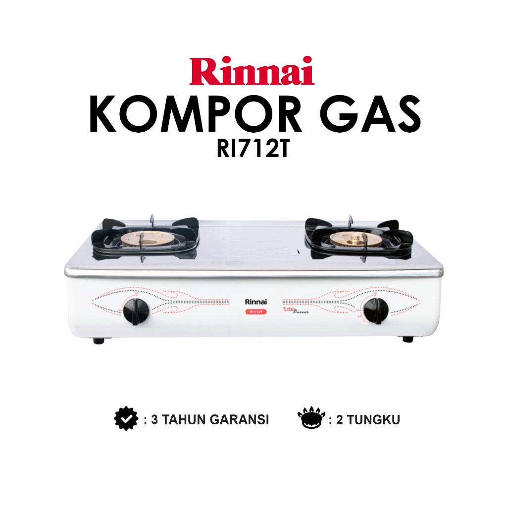 Jual Rinnai RI712T Kompor Gas 2 Tungku Api Turbo RI-712T | Shopee Indonesia