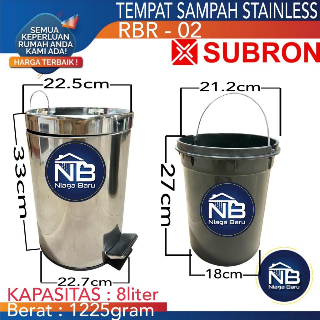 Jual Tempat sampah Stainless steel SUBRON 8 Liter Tong Sampah Stainless ...