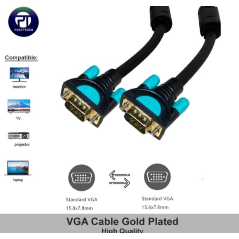 Jual Kabel Vga Gold 15 meter Profftech | Shopee Indonesia