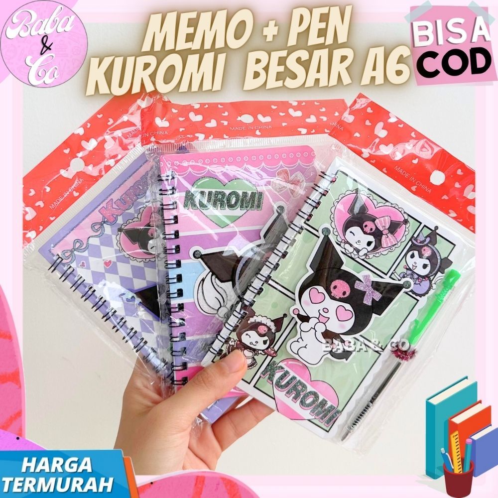 Jual MEMOPEN KUROMI BESAR A6 NOTEBOOK BUKU KUROMI A6 FREE PEN LUCU UNIK ...