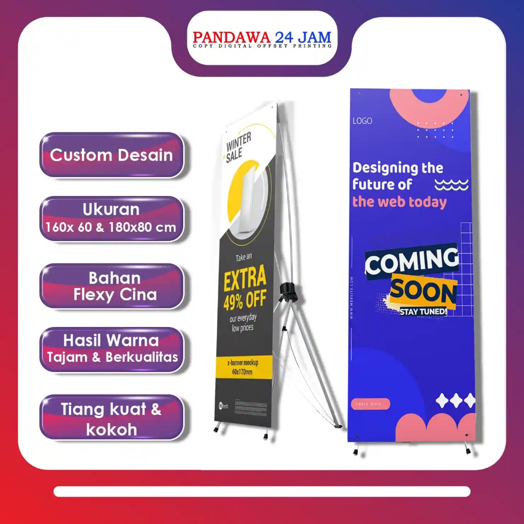 Jual X Banner Stand Custom Ukuran 60x160 / 80x180 FLEXY CHINA Wedding ...