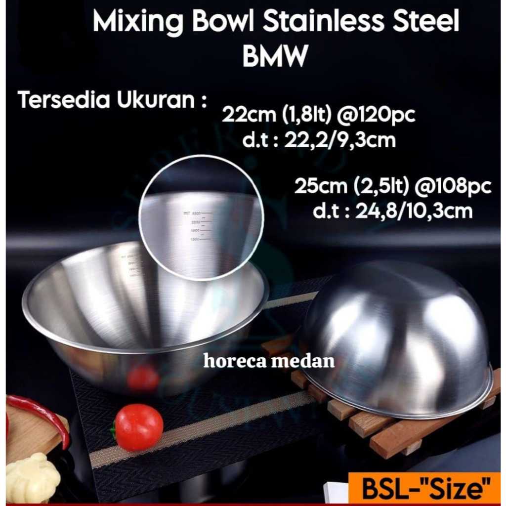 Jual MIXING BOWL STAINLESS STEEL BMW / MANGKOK BASKOM ADONAN KUE CAKE ...