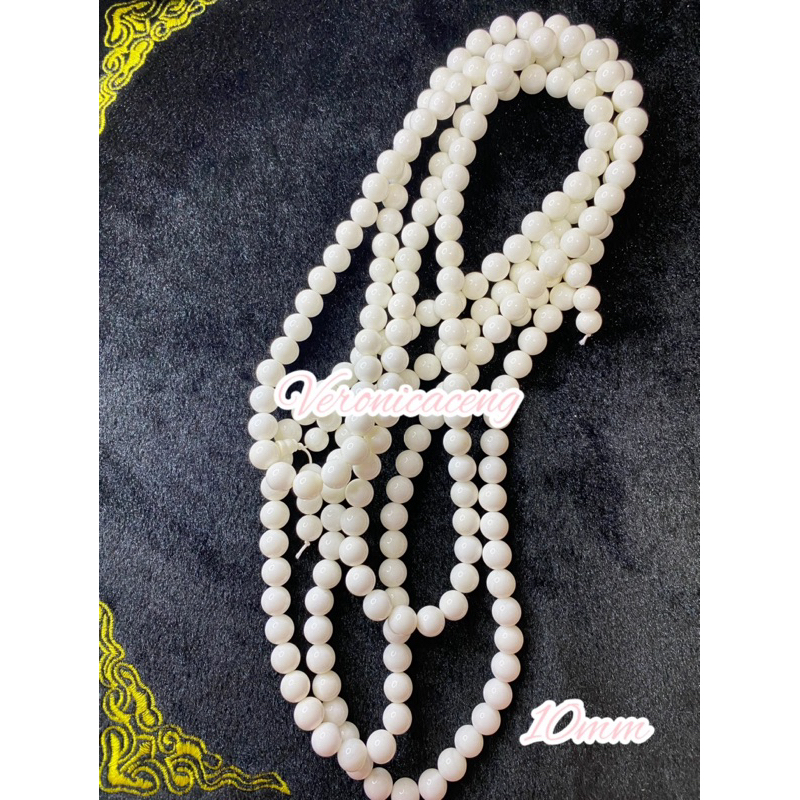 Jual TASBIH GELANG KULIT KERANG ASLI 100% PUTIH SERAT EMAS / PUTIH ...