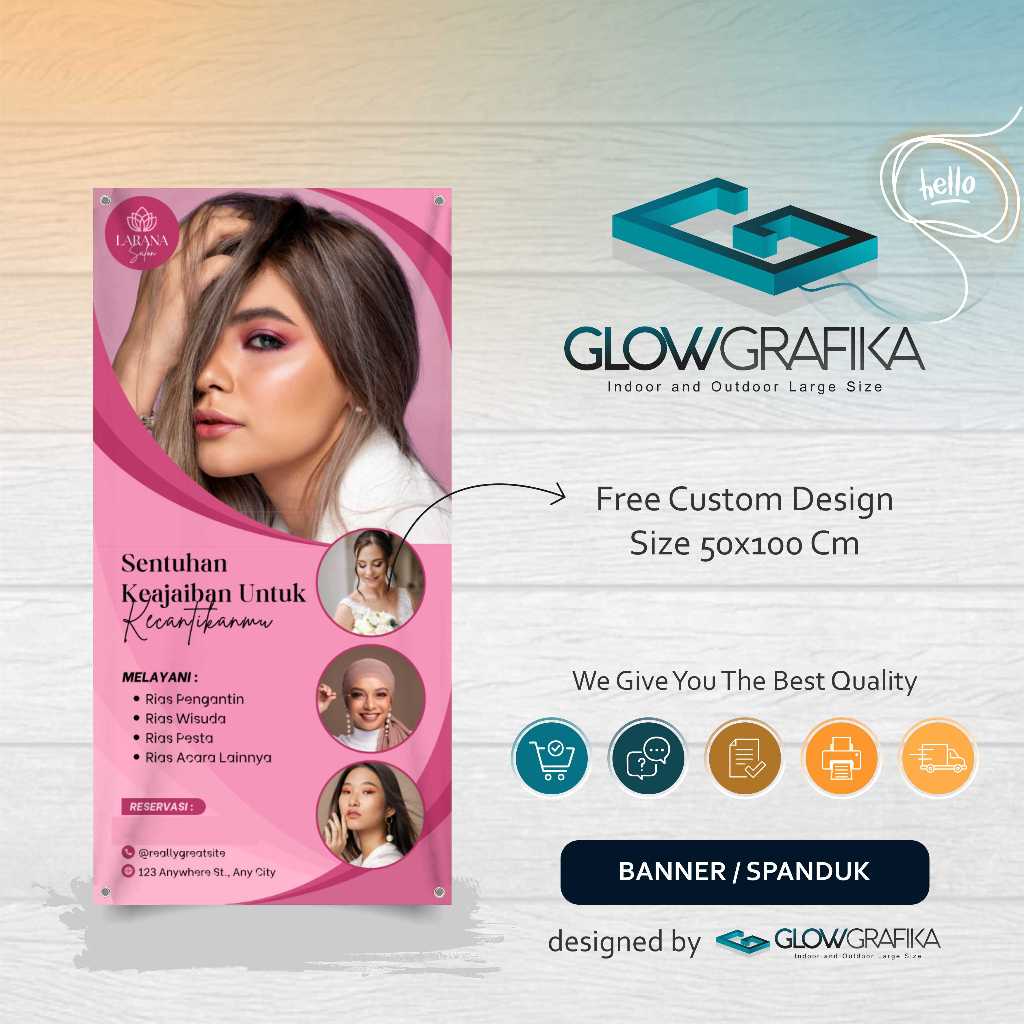 Jual Cetak Spanduk Banner Merah muda estetik cantik bisnis salon spa ...