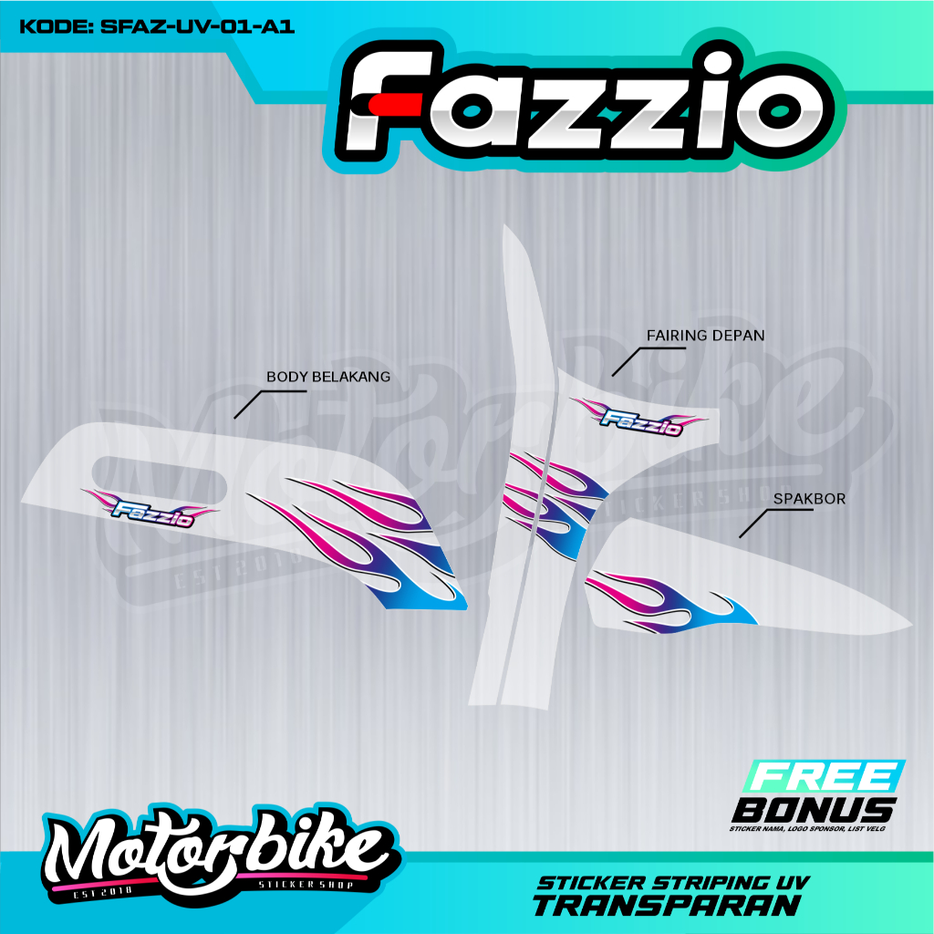 Jual Striping TRANSPARAN YAMAHA FAZIO Variasi Stiker Sticker list body ...