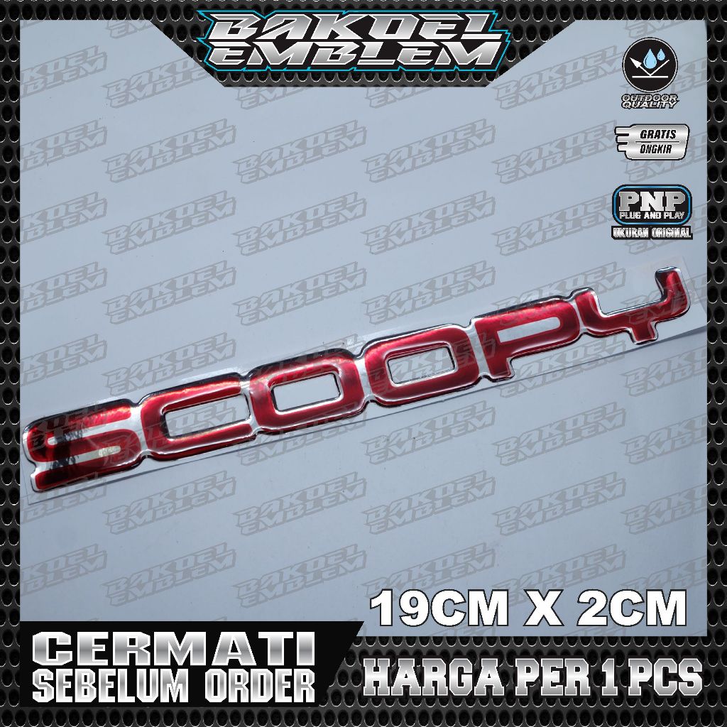 Jual EMBLEM SCOOPY FONT DIGITAL MERAH, EMBLEM SCOOPY DIGITAL WARNA ...