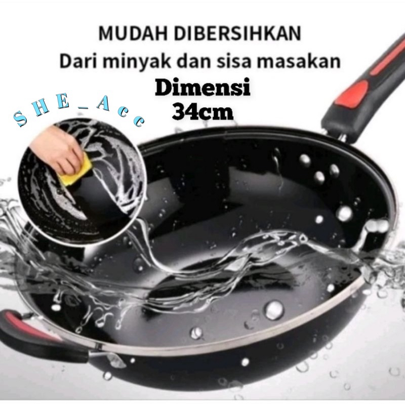 Jual Wajan Enamel Anti Panas Uk 34cm , lengket berkualitas Wajan ...