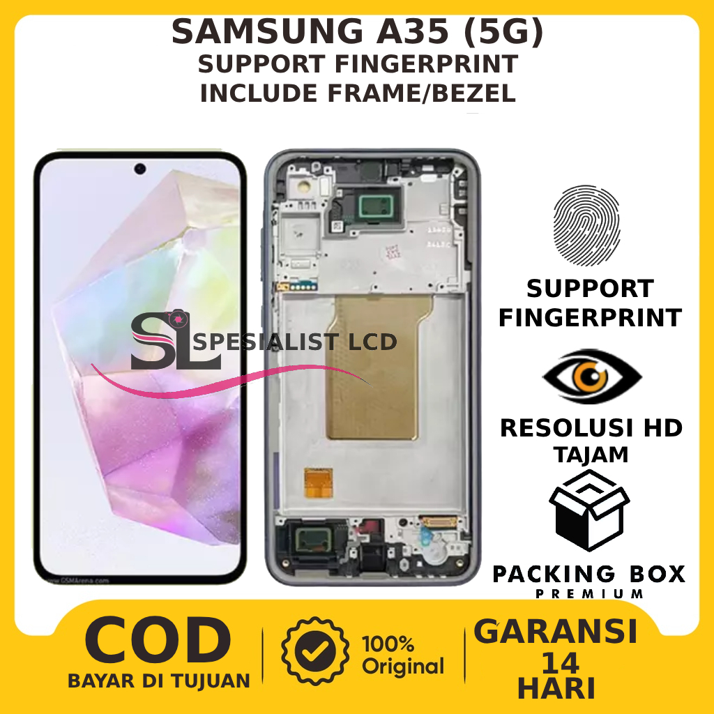 Jual LCD TOUCHSCREEN SAMSUNG A35 5G SUPPORT FINGERPRINT INCLUDE FRAME ...