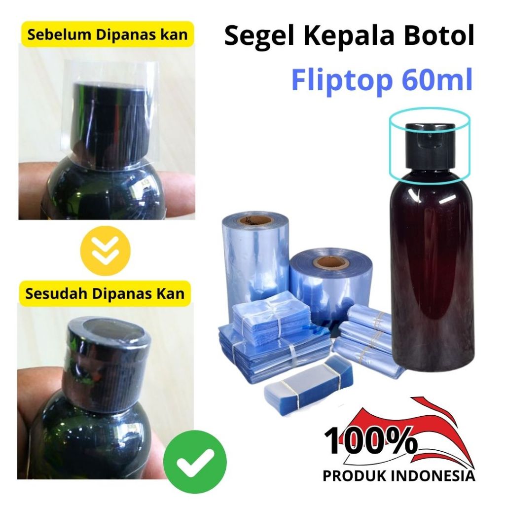 Jual Plastik Shrink Segel Botol Fliptop 60ml Wrap Kepala Tutup Botol ...