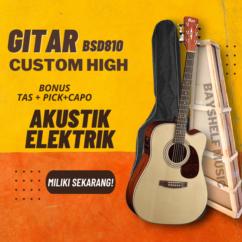 Jual Gitar Akustik Elektrik Listrik Murah BSD810-OP Jumbo Custom High Quality | Shopee Indonesia