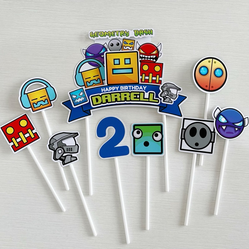 Jual Cake Topper 3D Karakter Geometry Dash Hiasan Kue Ulang Tahun ...