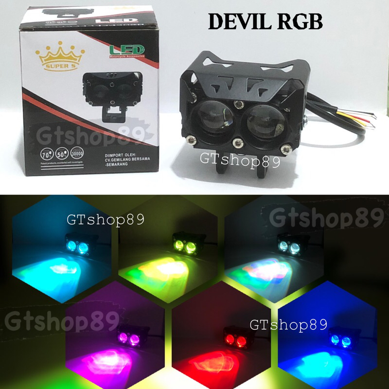 Jual Lampu Tembak LED 2 Mata Lensa SUPER S Plus Devil RGB Full ...