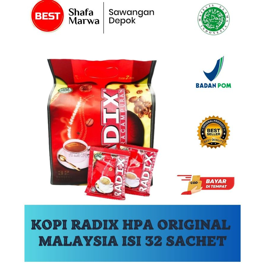 Jual Kopi Radix Premix Coffee Kopi Pracampuran Mai Secawan isi 32Sachet ...