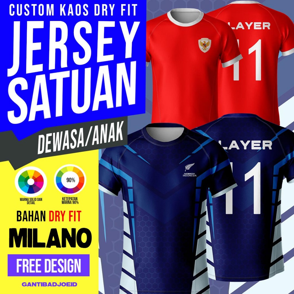 Jual Custom Jersey - Dry Fit Premium Satuan (Dewasa/anak) | Shopee Indonesia
