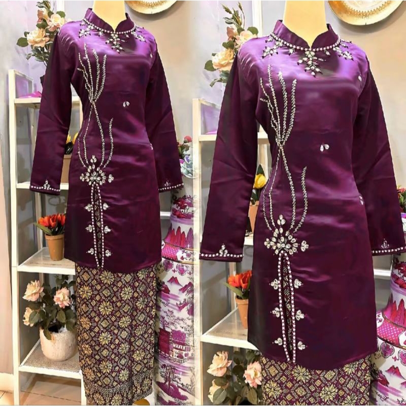 Jual Baju Kurung Melayu Belah Samping / Set Baju Kurung Payet Melayu ...