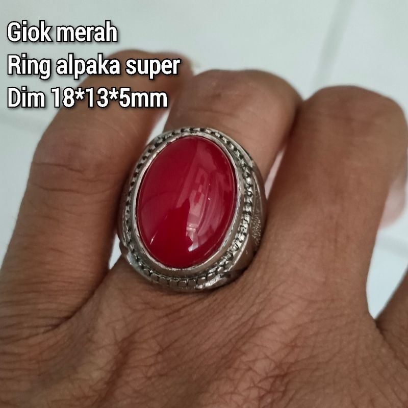 Jual CINCIN PRIA BATU GIOK MERAH RED BARON RING ALPAKA SUPER TANAM ...