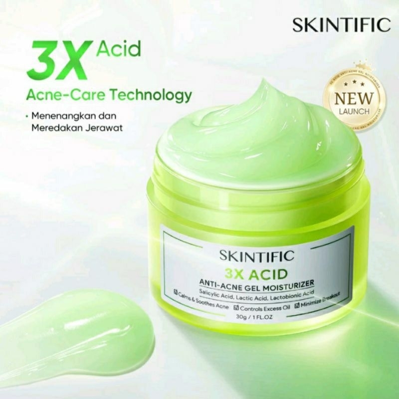 Jual SKINTIFIC 3X Acid Anti Acne Gel Moisturizer 30gr | Shopee Indonesia
